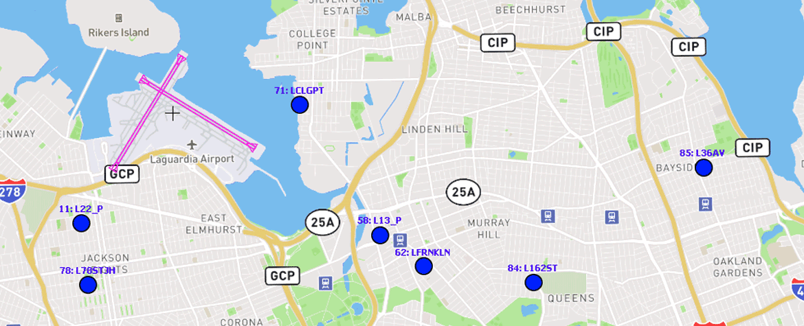LGA Noise Monitor Locations - Aircraft Noise